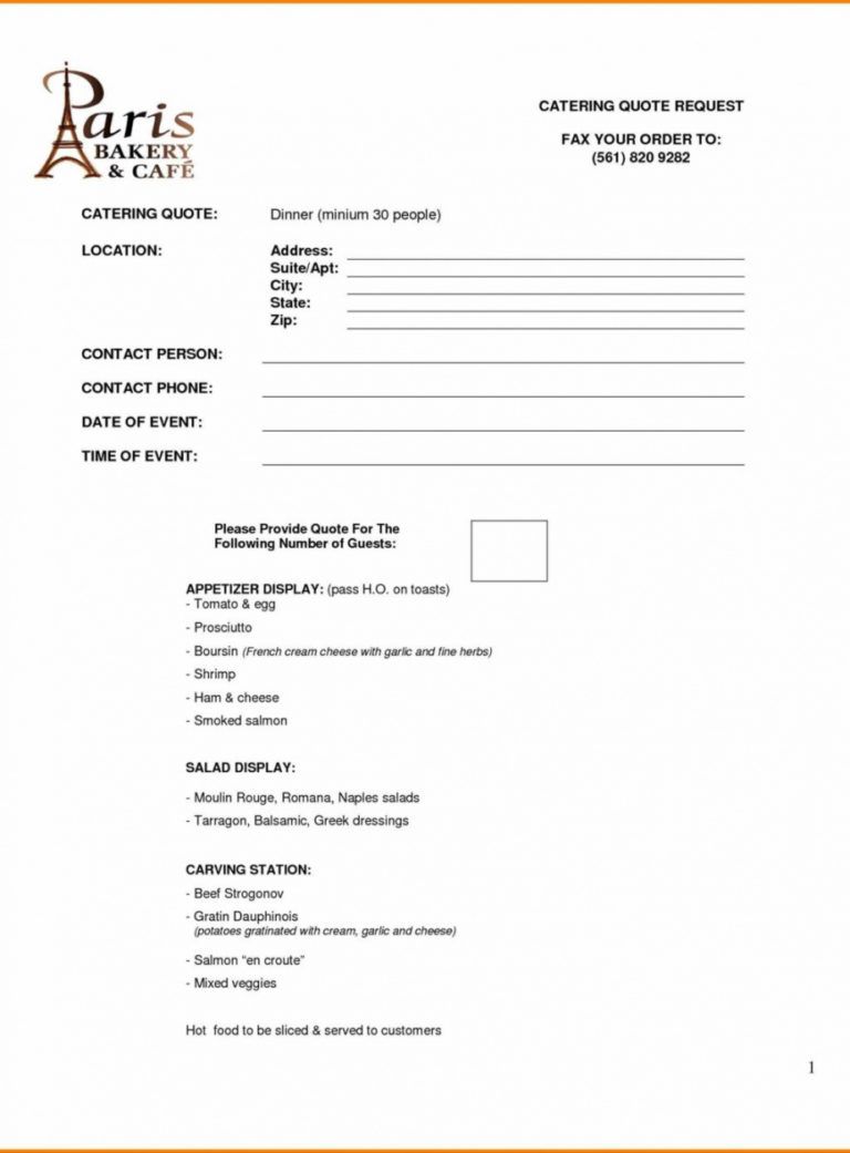 Catering Quotation Letter Format Proposal Free Quote Template Top ...