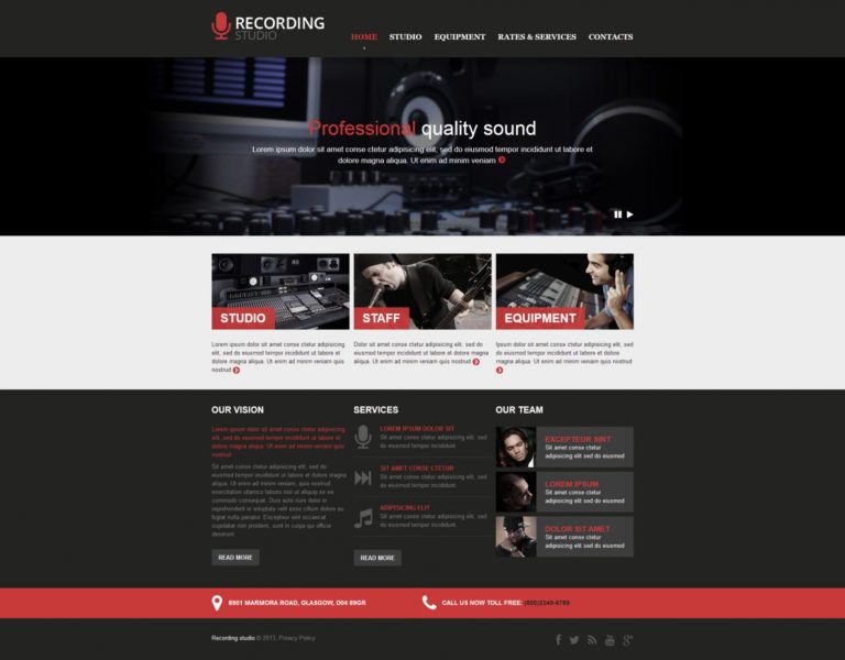 Free Recording Studio Responsive Website Template 46915 Recording ...
