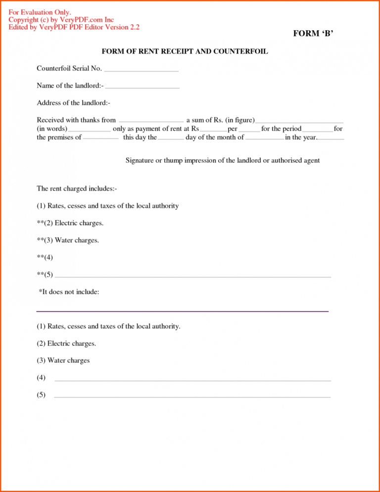 Rental Slip Format Sample Rent Receipt Rent Receipt Template Best House ...