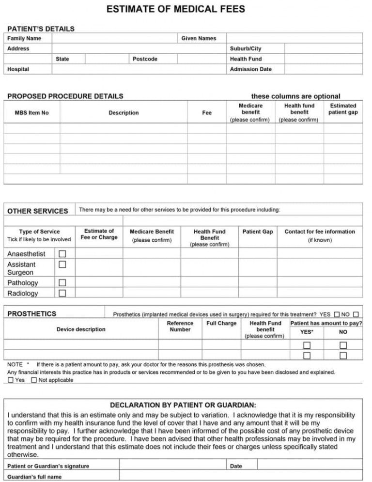 Sample of 44 Free Estimate Template Forms [Construction Repair Cleaning ...