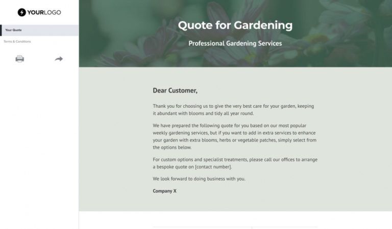 Gardening Quotation Template | EmetOnlineBlog