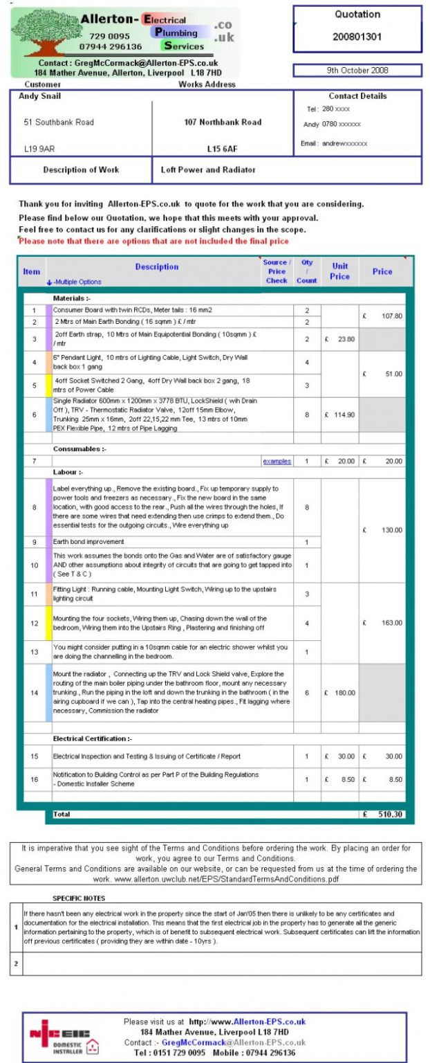 Sample of Loft Conversion Samples Loft Conversion Quotation Template ...