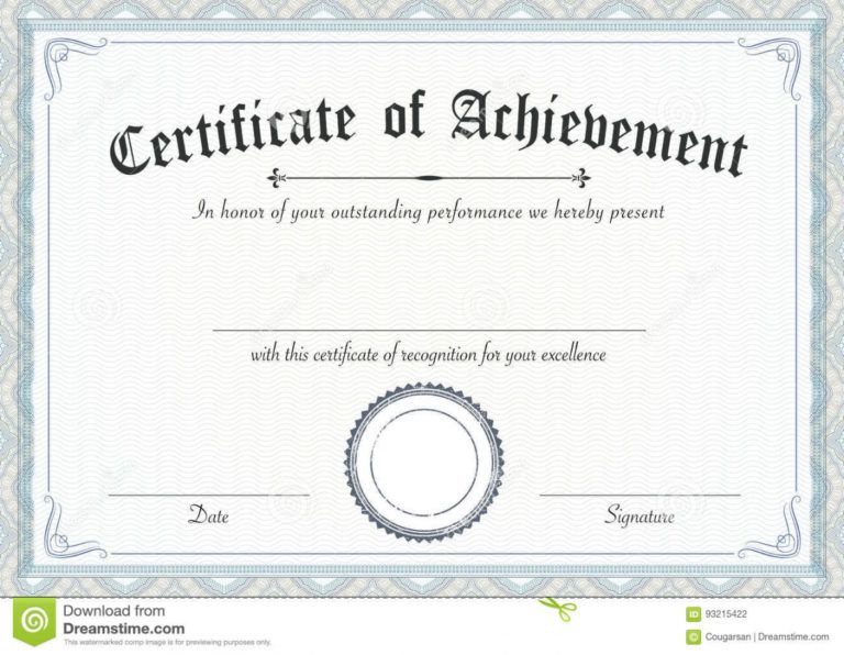 Free Classic And Retro Certificate Of Achievement Paper Template Stock ...