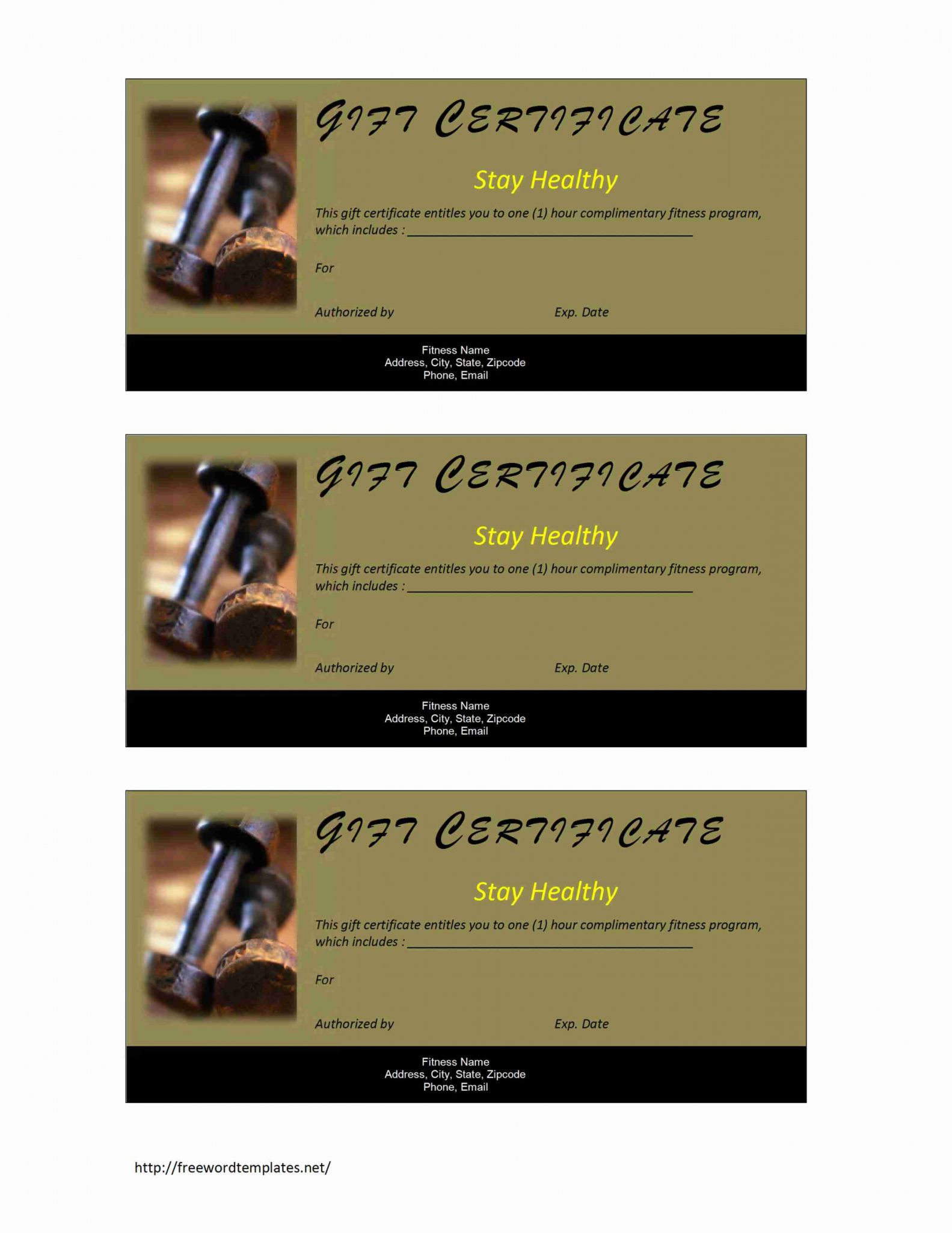 Personal Training Gift Certificate Template | EmetOnlineBlog