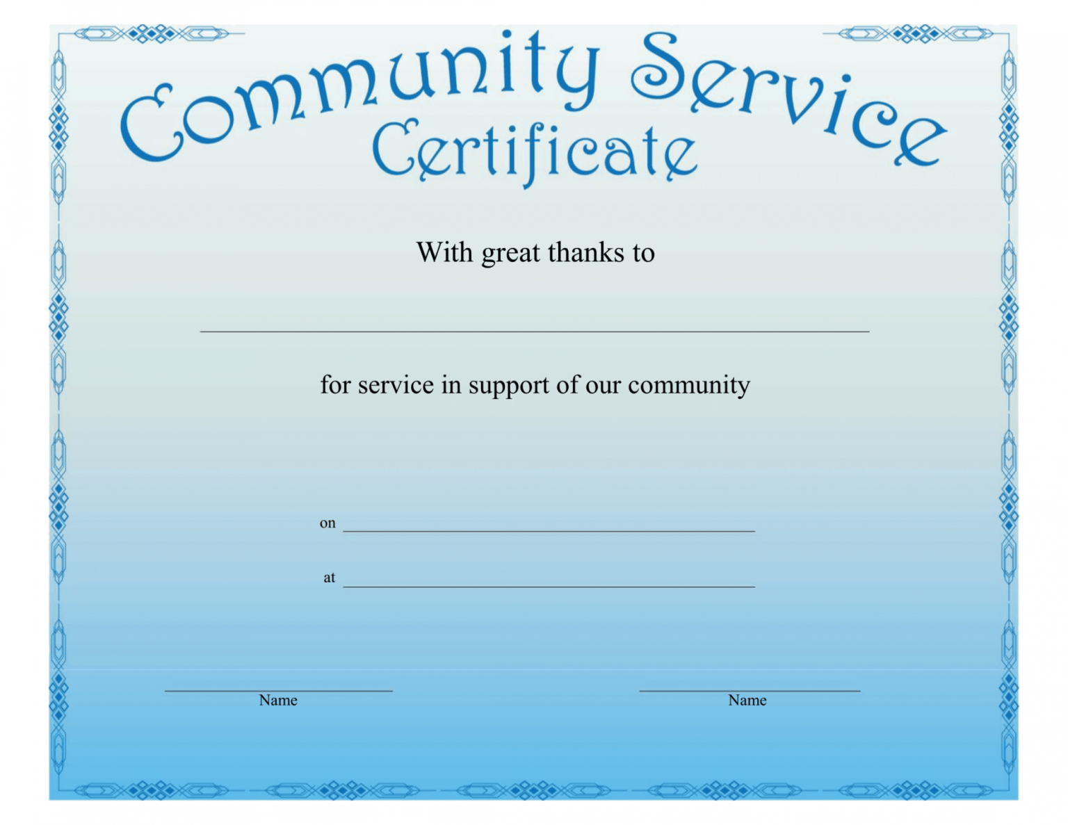 Community Service Certificate Template | EmetOnlineBlog