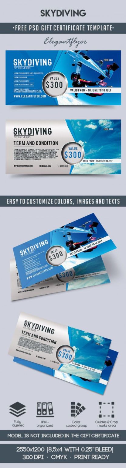 Free Skydiving Free Gift Certificate Psd Template Gift Card Voucher ...