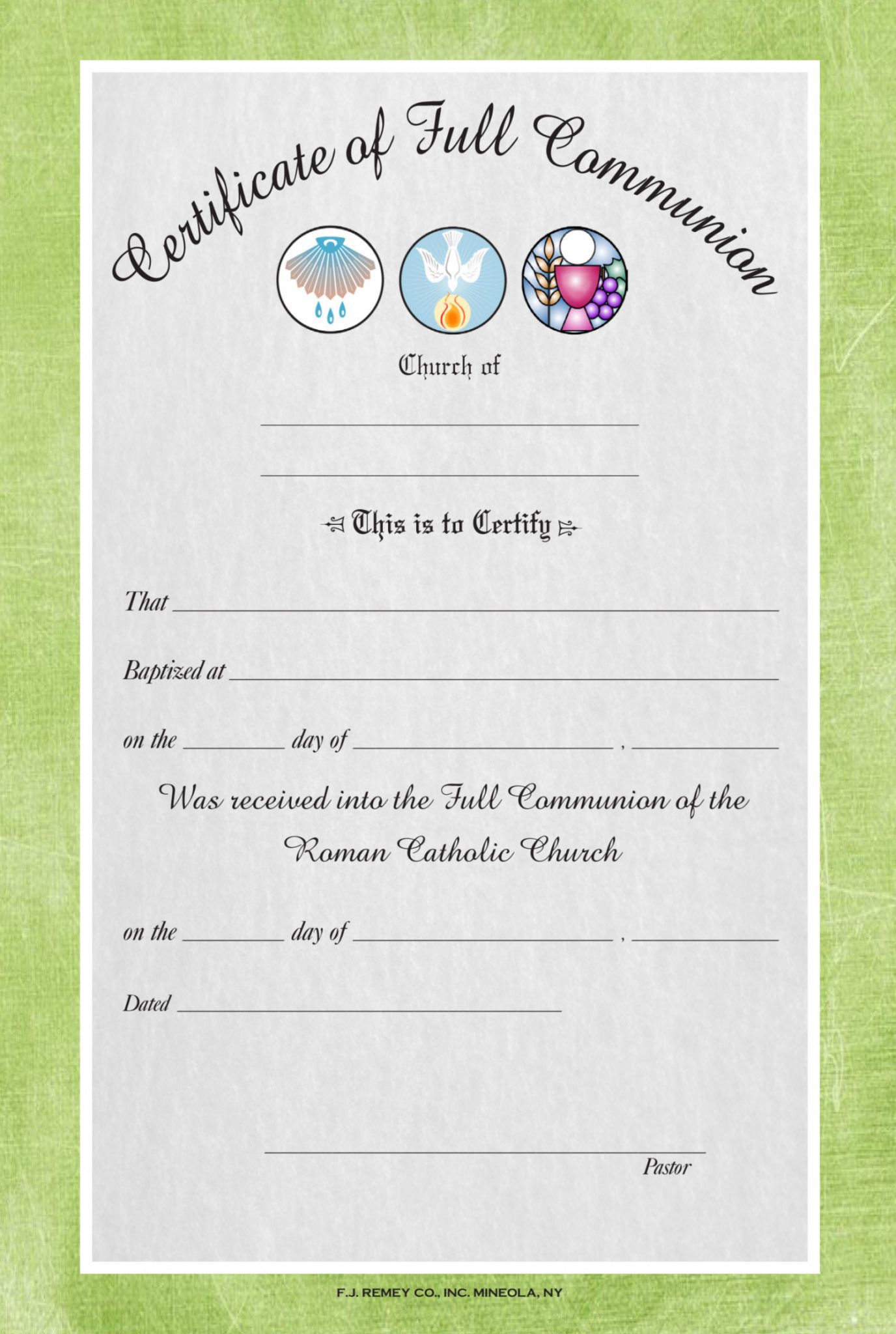 First Communion Certificate Template First Communion Certificate ...