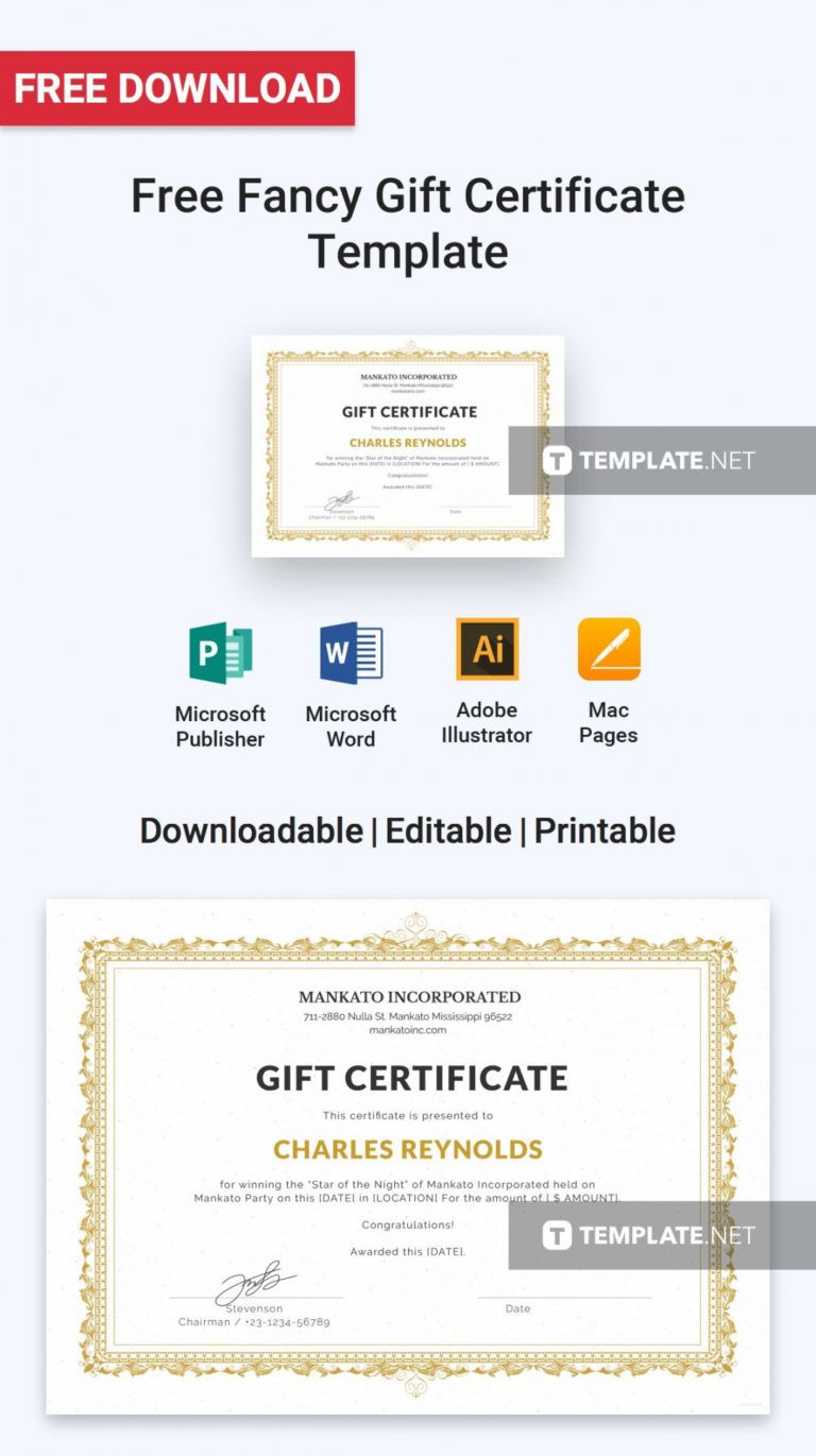 Free Fancy Gift Certificate Certificate Templates & Designs 2019 Fancy ...