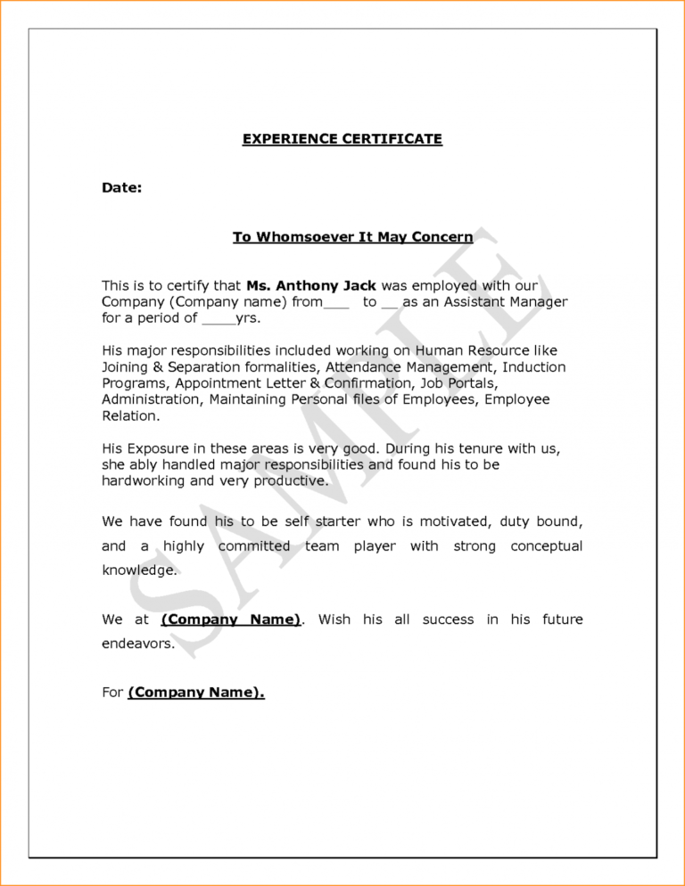 Printable Letter Format Experience Appointment Sample For Excel Pdf And ...