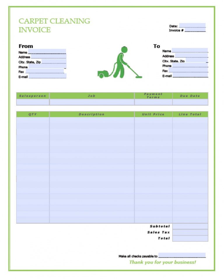 Free Carpet Cleaning Service Invoice Template Pdf Word Cleaning Company ...
