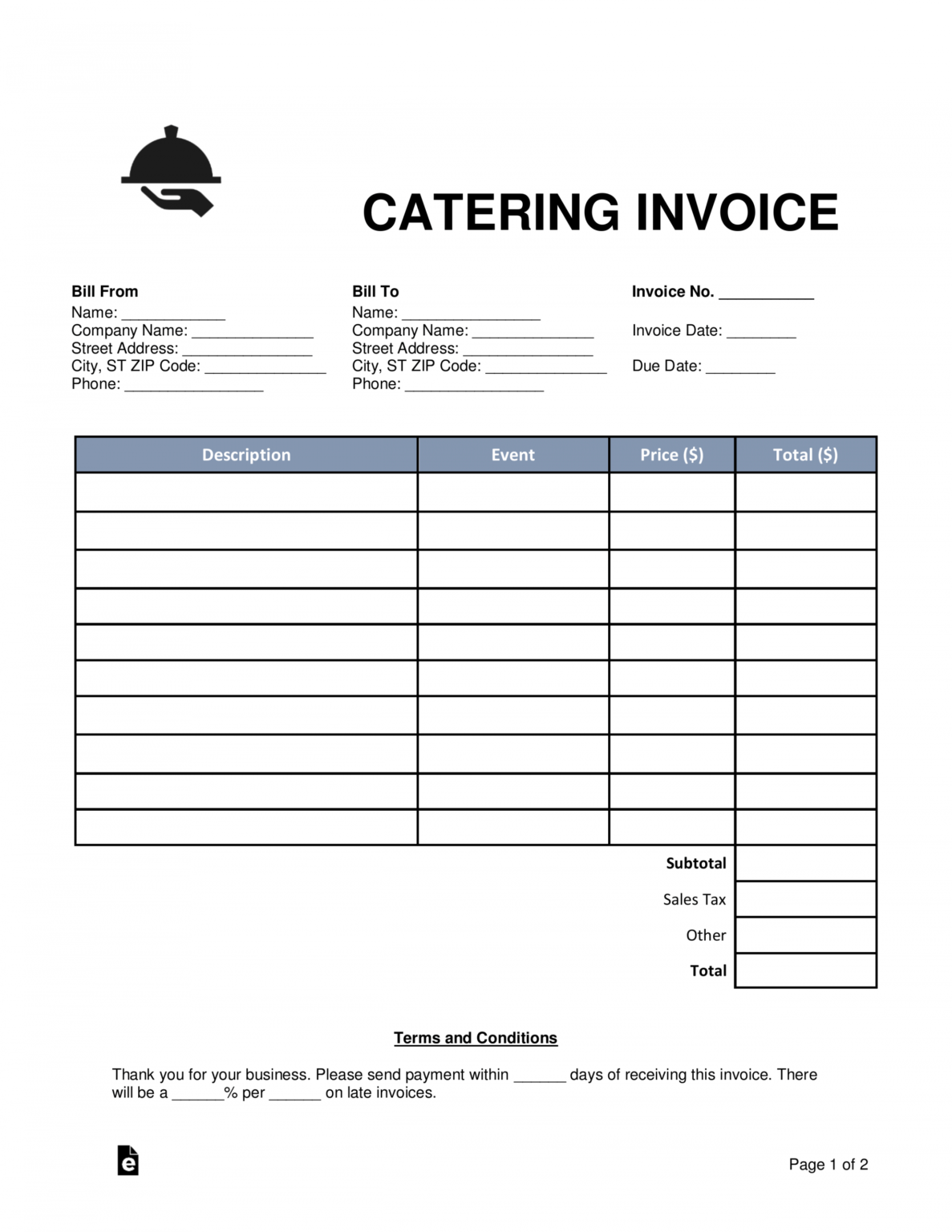 Catering Company Receipt Template | EmetOnlineBlog