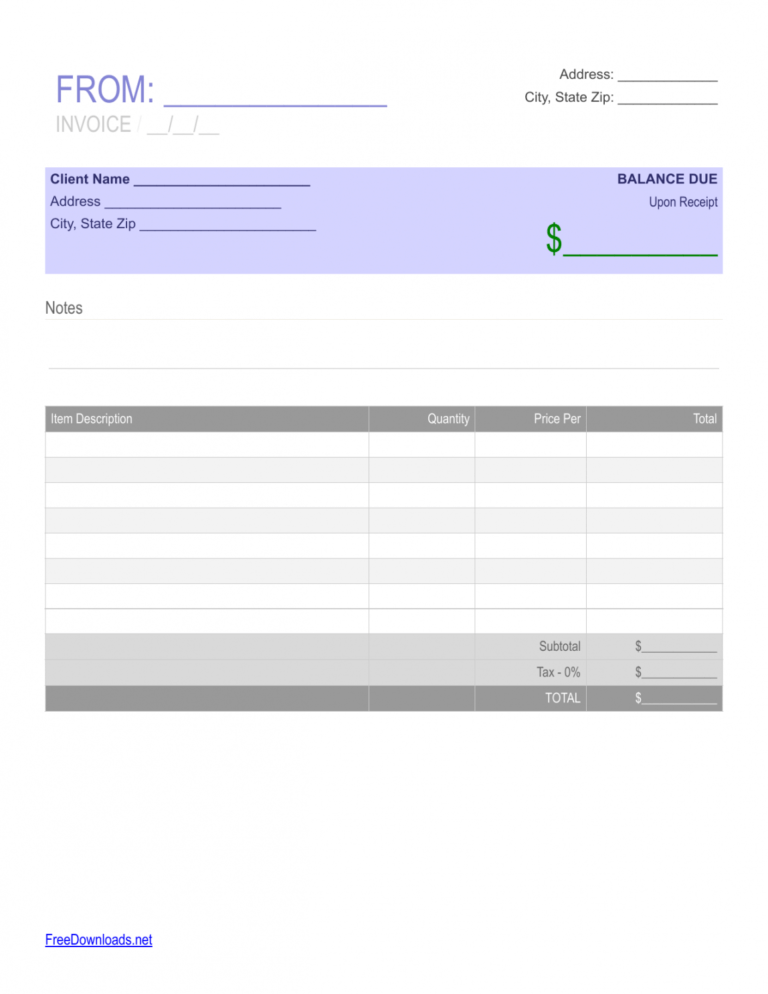 Printable Download Simple Blank Receipt Template Excel Pdf Rtf Payment ...
