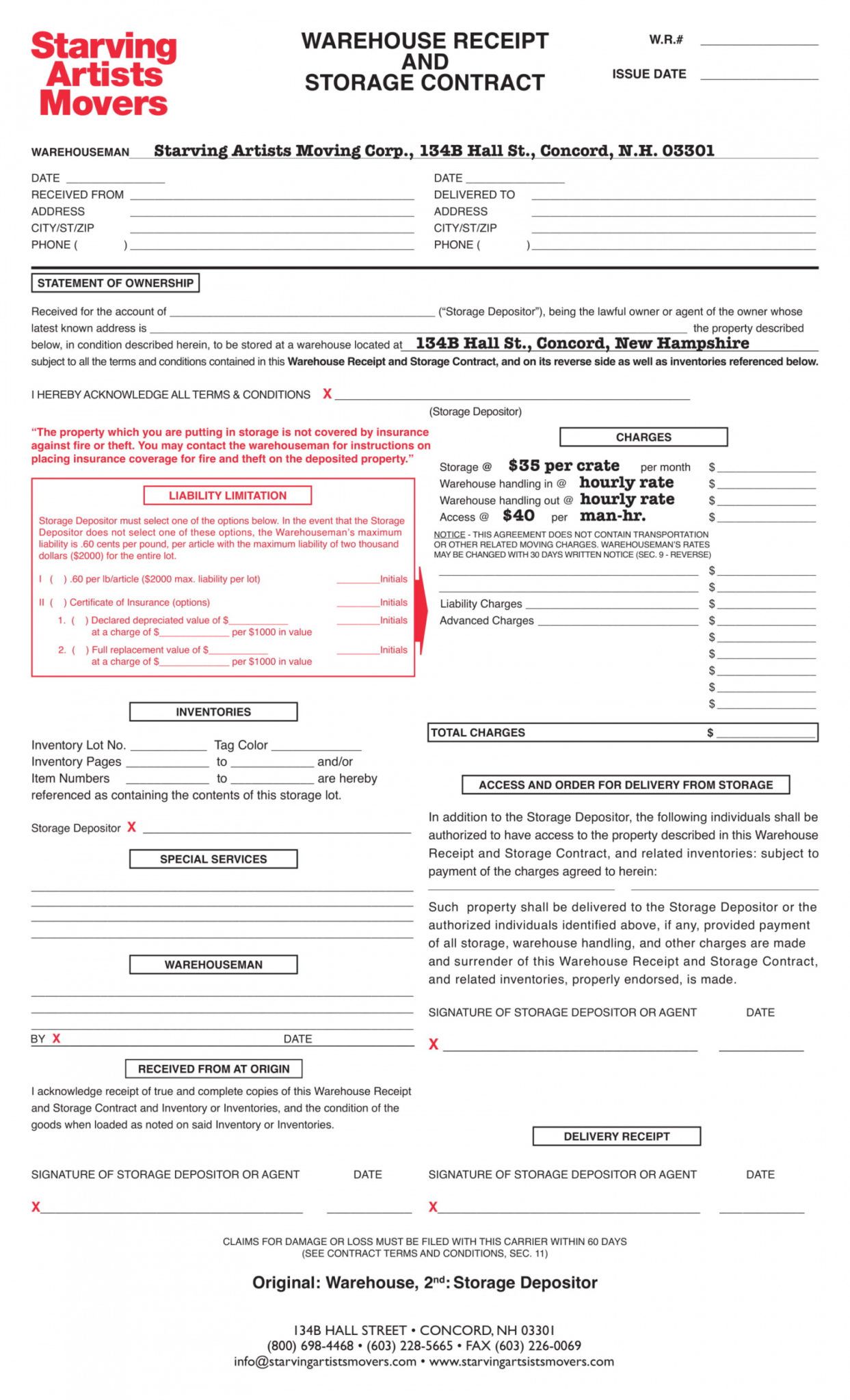 Printable Free 5+ Receipt Agreement Contract Forms In Pdf Warehouse ...