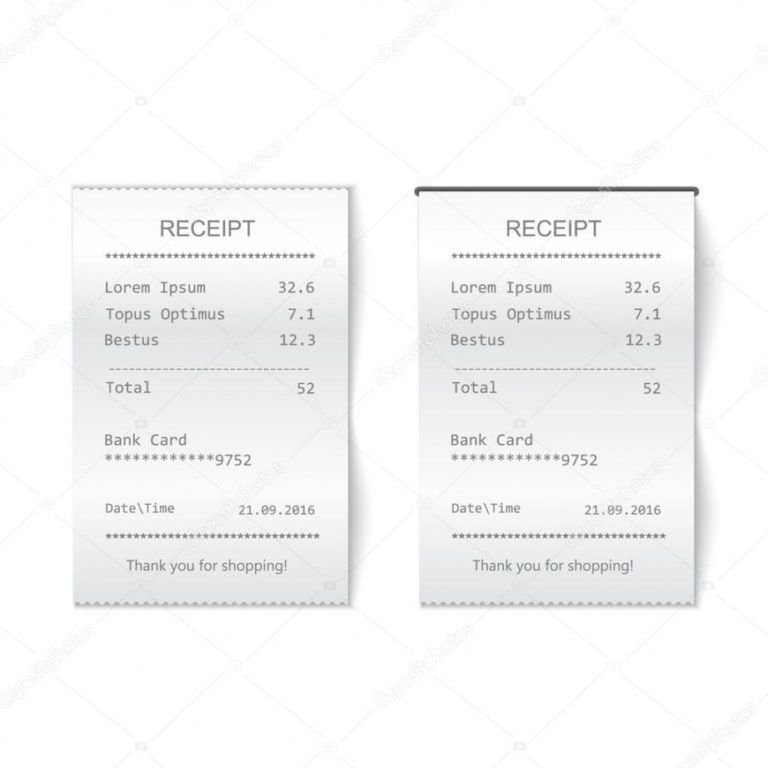 Free Vector Sales Printed Receipt Bill Atm Template Cafe Or Atm Receipt ...