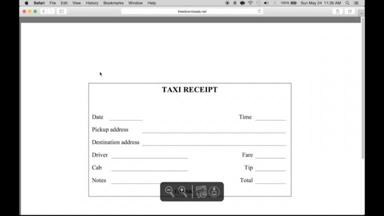 Printable Download Blank Printable Taxicab Receipt Template Excel Taxi ...