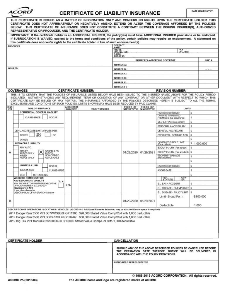 Accord Certificate Of Liability Insurance 20202021 Airslate Acord ...