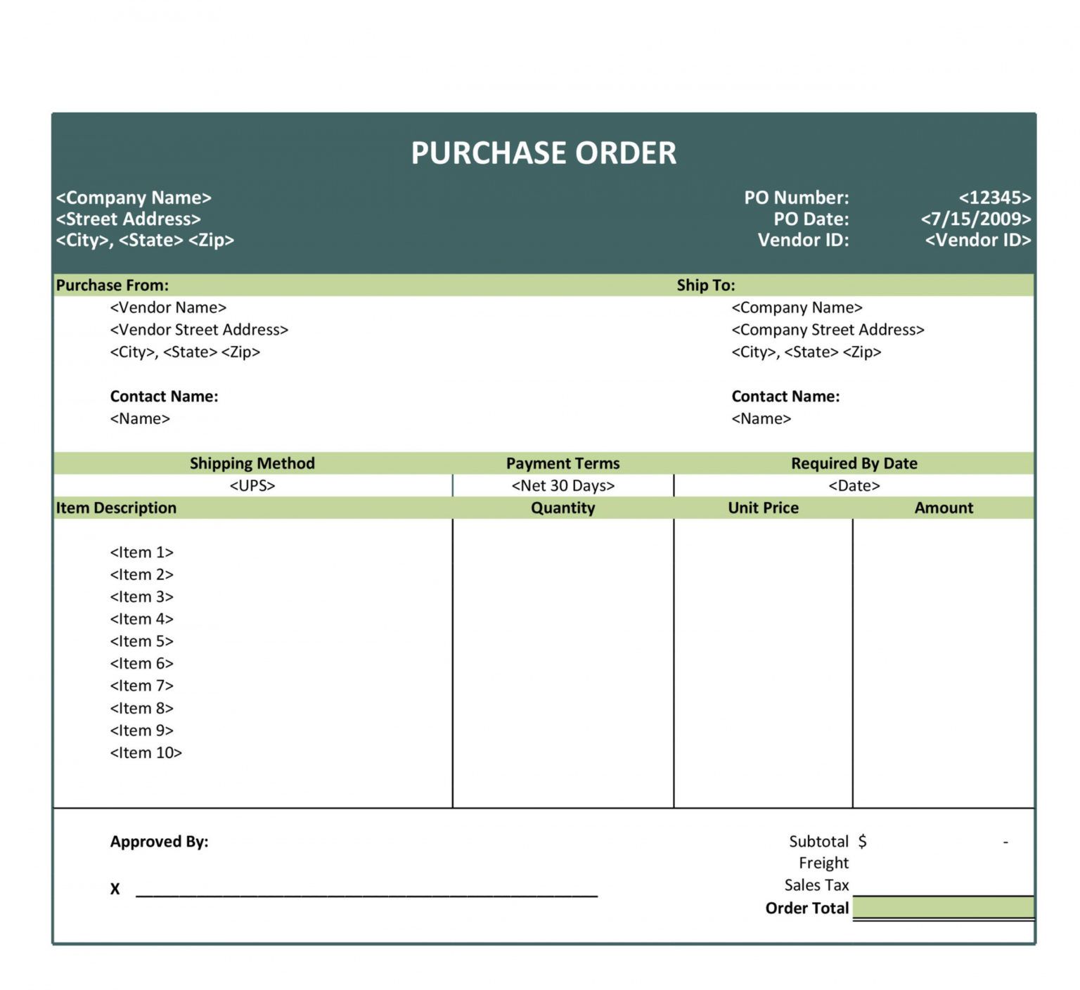 Purchase Order Receipt Template | EmetOnlineBlog