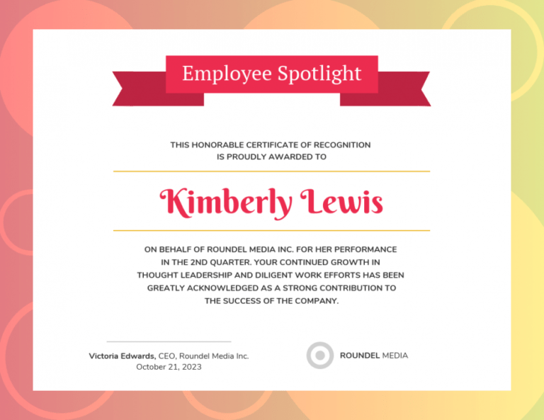 Editable Gradient Employee Recognition Certificate Template Employee ...