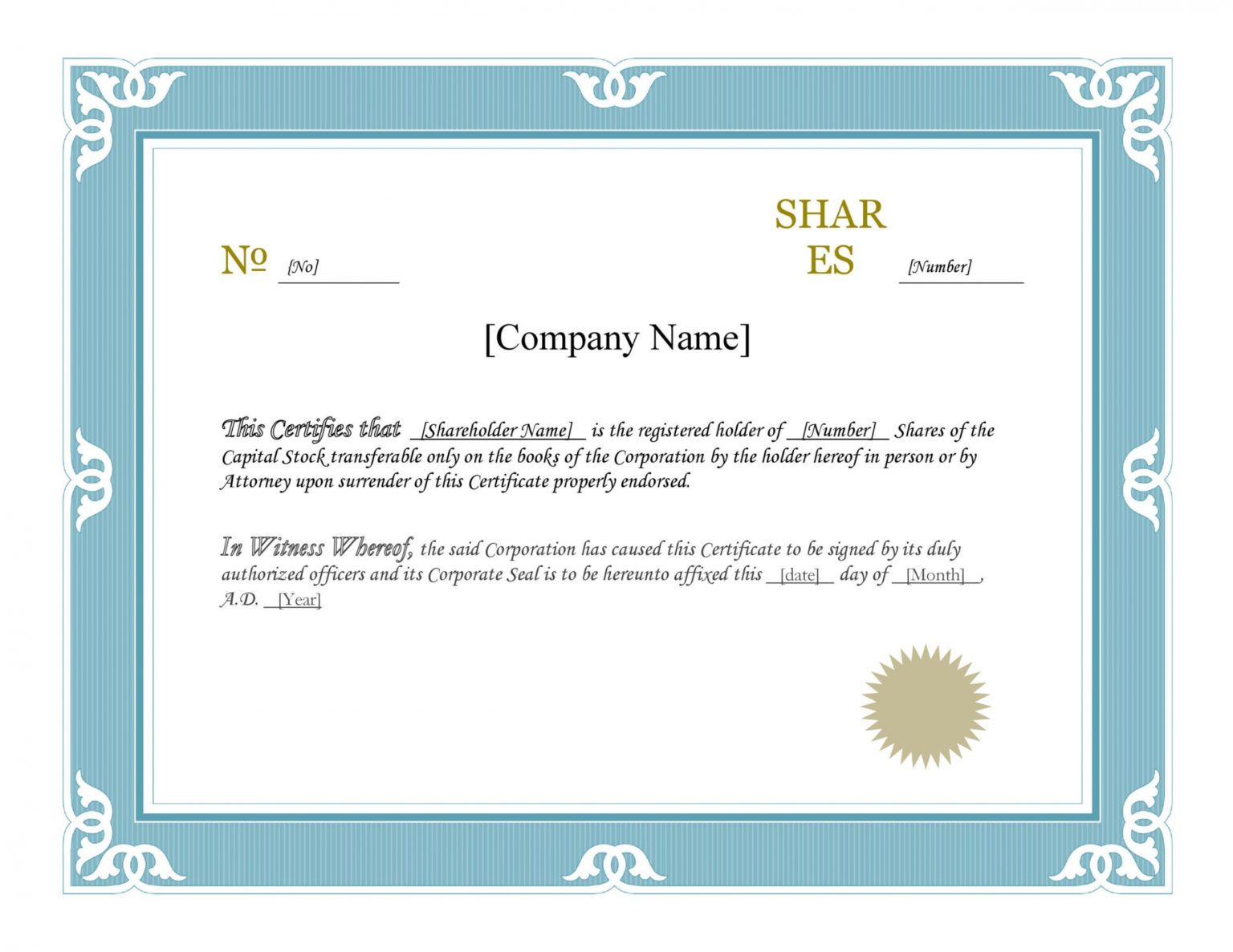 Free 40 Free Stock Certificate Templates Word Pdf ᐅ Templatelab ...
