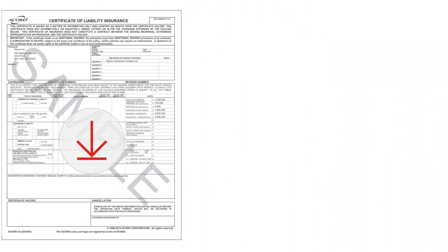 Printable What Is An Acord Certificate Of Liability Form? Acord ...