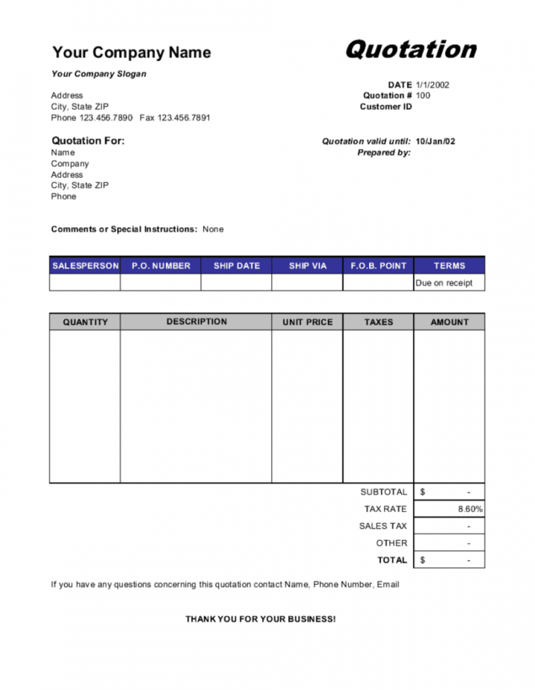Free Price Quotation Template By Businessinabox™ Price Quotation Format ...