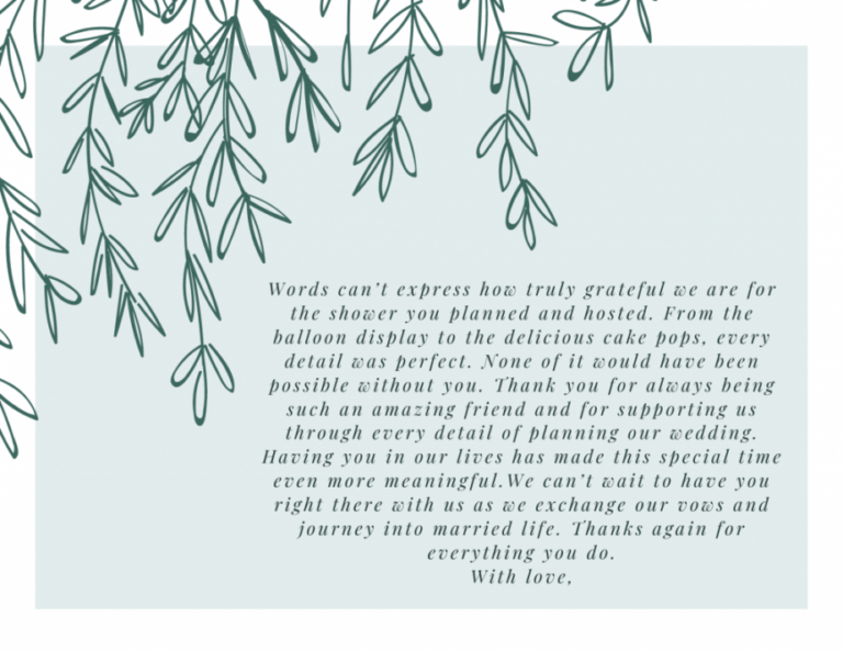 How To Write A Meaningful Bridal Shower Thank You Card Thank You Card Wording For Bridal Shower ...