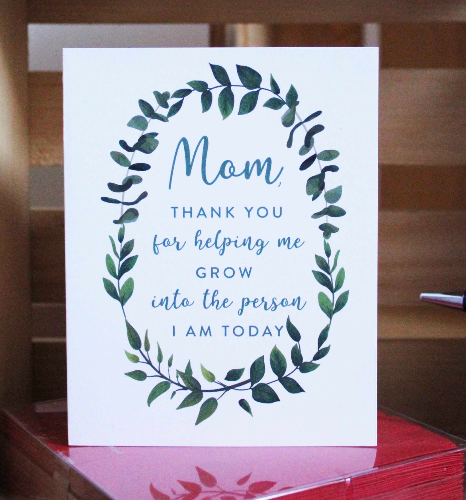 Printable Mom Thank You Card Paper On Pine Mom Thank You Card Thank You ...