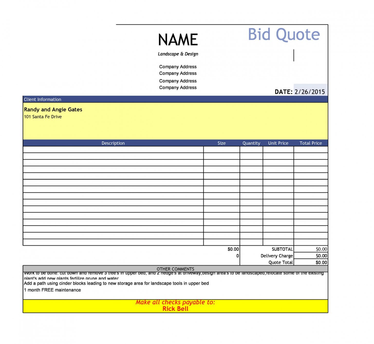 Sample of 47 Professional Quote Templates 100% Free Download ᐅ ...