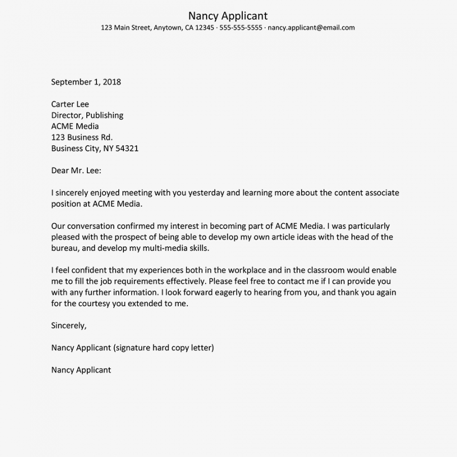 Printable Thankyou Letter To Send After An Interview Sample Thank You 
