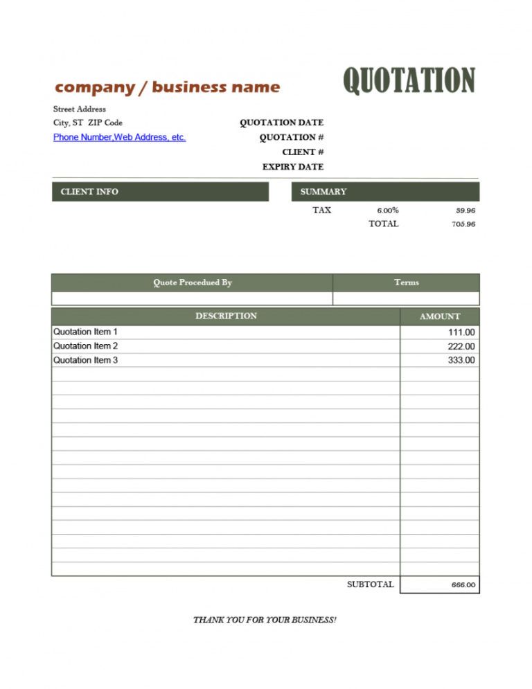 Sample of 47 Professional Quote Templates 100% Free Download ᐅ Company ...