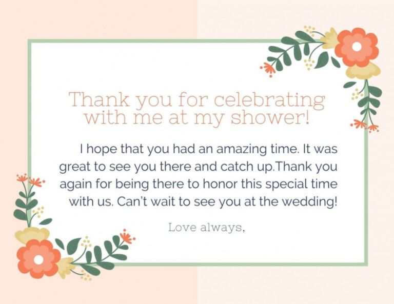 Free How To Write A Meaningful Bridal Shower Thank You Card Thank You Card For Bridal Shower PDF ...