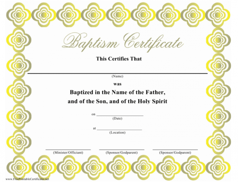 Godparents Certificate Template Doc Sample | EmetOnlineBlog