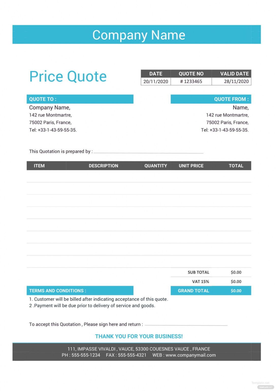 Printable International Trade Quotation Template Word Sample ...