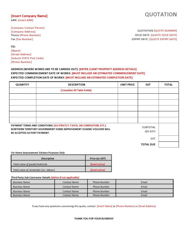 Costum Estimate Quotation Template Doc Sample | EmetOnlineBlog