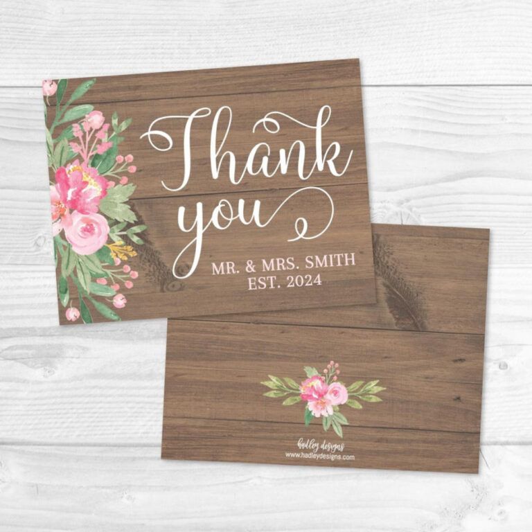 Costum Rustic Thank You Card Template PDF | EmetOnlineBlog