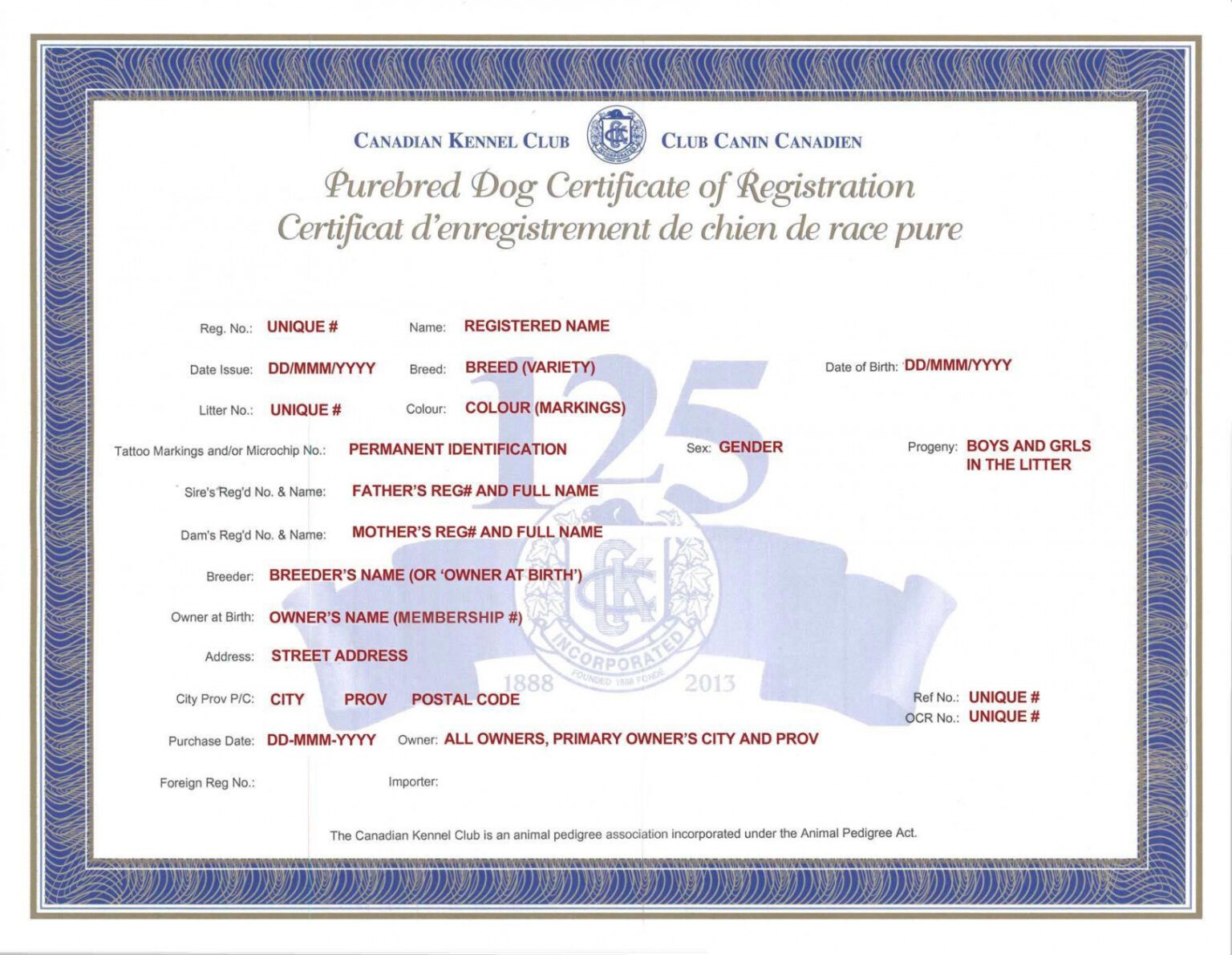 Editable Pet Ownership Certificate Template PDF Example | EmetOnlineBlog