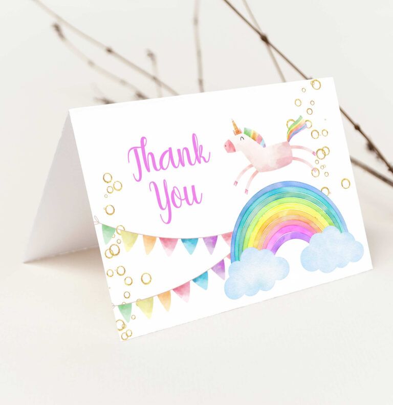 Editable Rainbow Thank You Card Template PDF Sample | EmetOnlineBlog