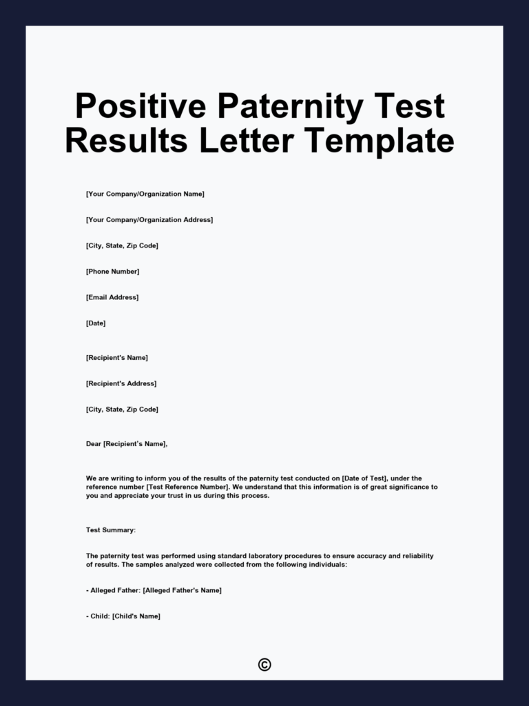 Positive Paternity Test Results Letter Template | EmetOnlineBlog