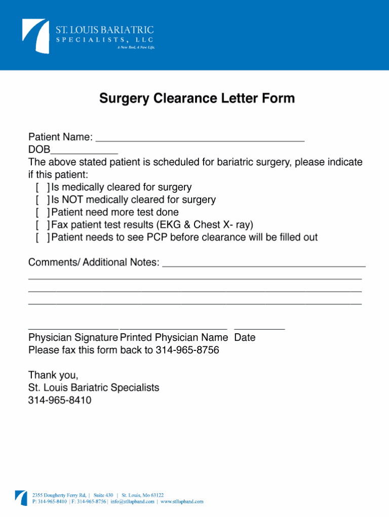 Pre Op Clearance Letter Template | EmetOnlineBlog