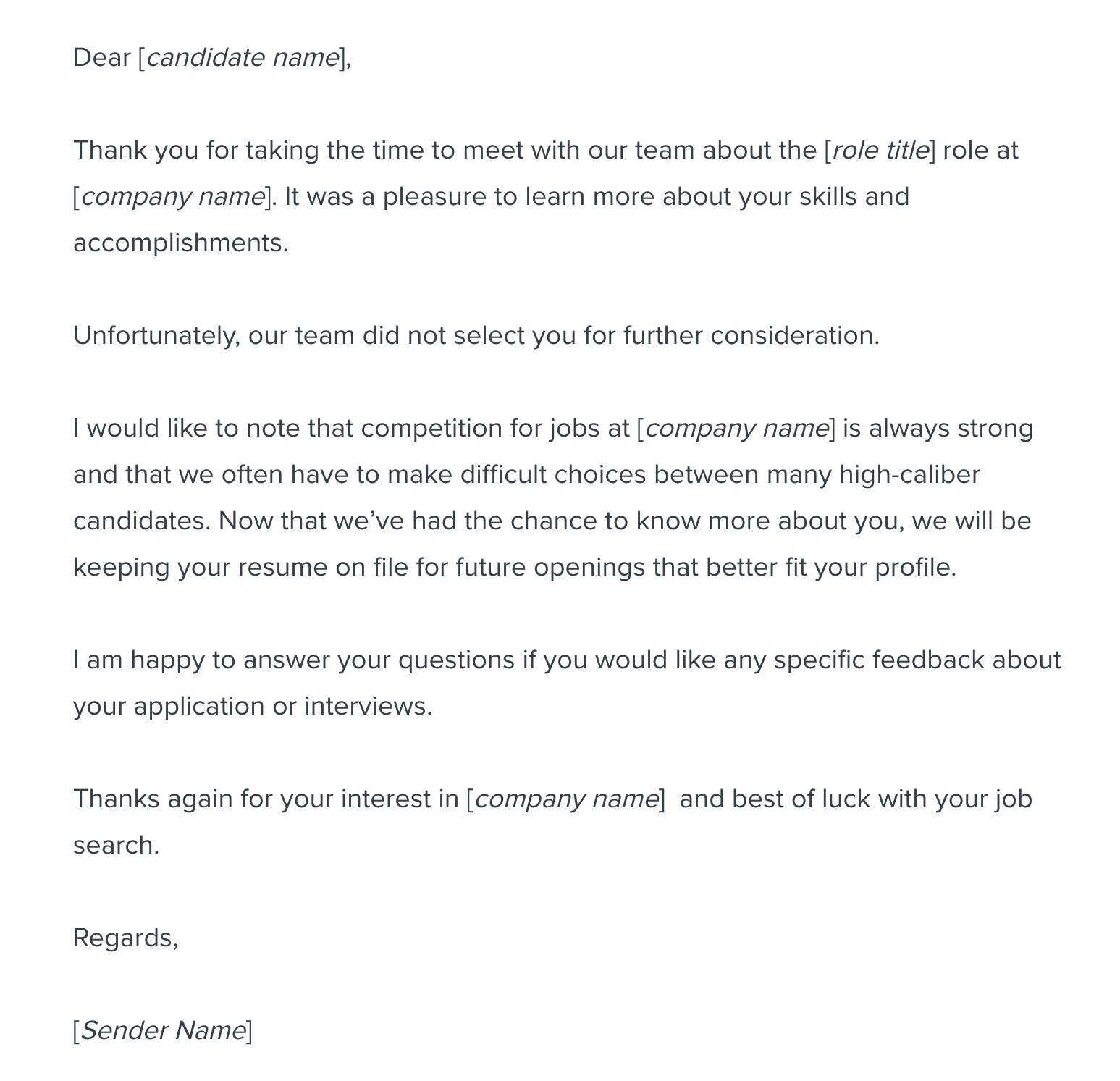 Rejection Letter Template After Interview | EmetOnlineBlog