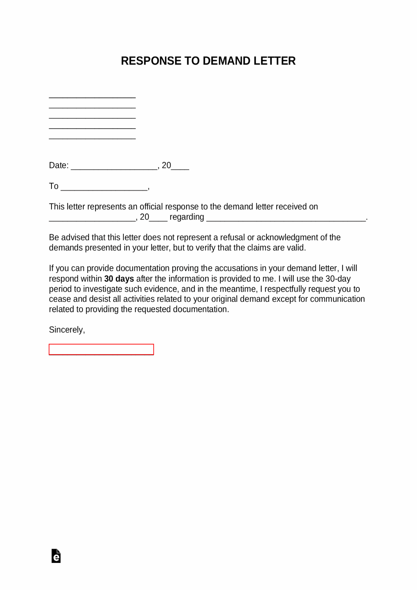 Response To Demand Letter Template | EmetOnlineBlog